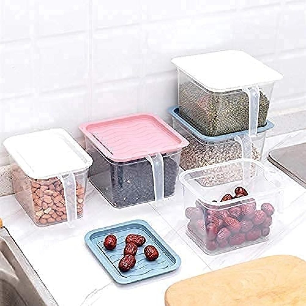 1100ML Kitchen Storage Jars With Handle Unbreakable Space Saver Plastic ...