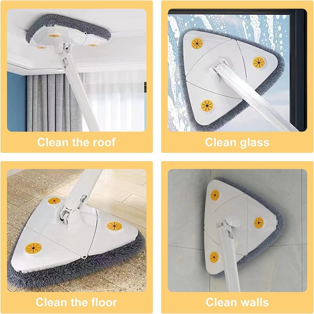 360° Degree Rotatable Adjustable Multifunctional Cleaning Mop Triangle ...