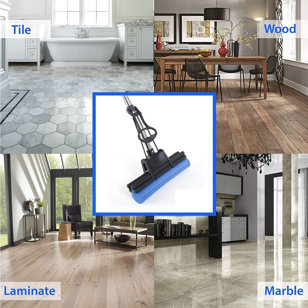 Floor Cleaning Squeeze Mop With Adjustable Telescopic Handle Squeegee ...